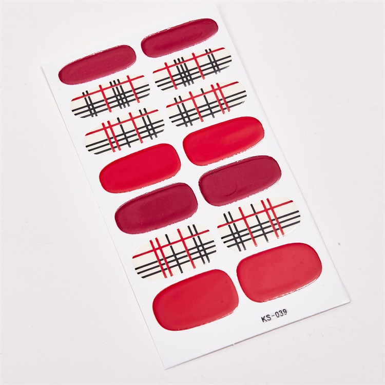 14 Tips Red Check Nail Stickers – Sayuri